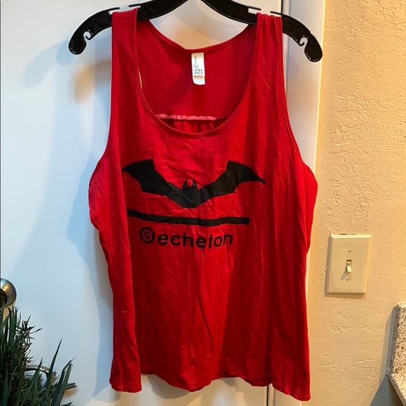 District | Tops | District Red Tank With Black Batman Logo | Poshmark